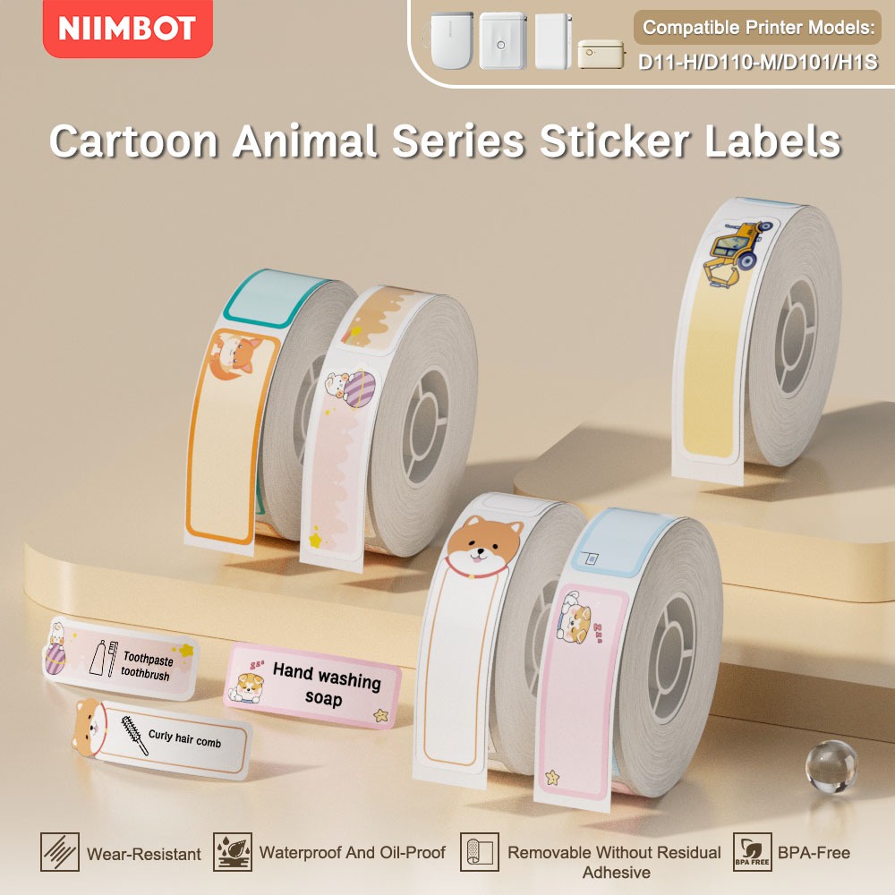 NIIMBOT D11/D110/D101 White/Color/Transparent Label Paper Barcode Price Size Name Labels ...