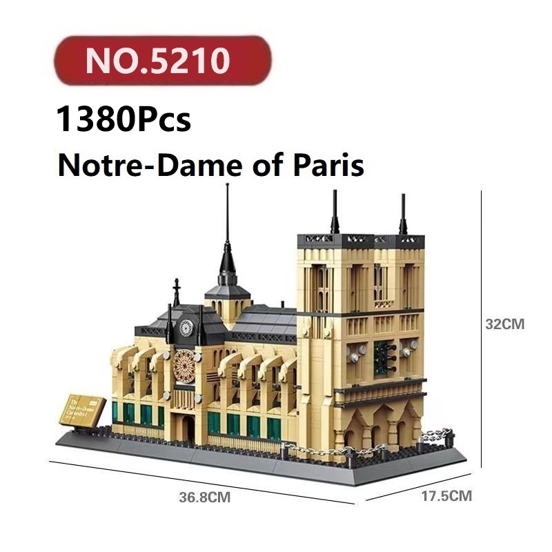 Notre-Dame of Paris Building Blocks 1380 Pcs WANGE Architecture Bricks ...