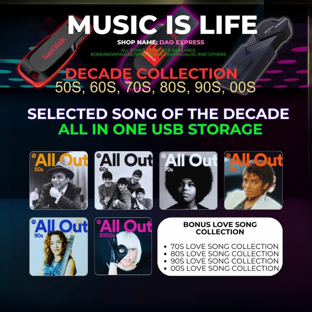 USB FLASHDRIVE May laman ng mga kanta Original 320 kbps Music Song ...