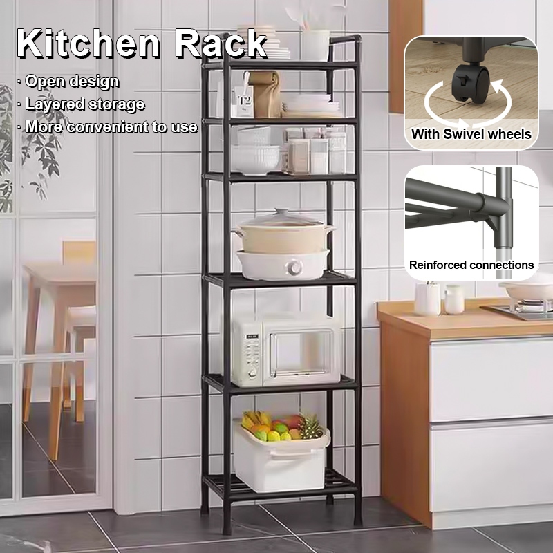 6-layer movable kitchen storage rack kitchen rack organizer shelf ...