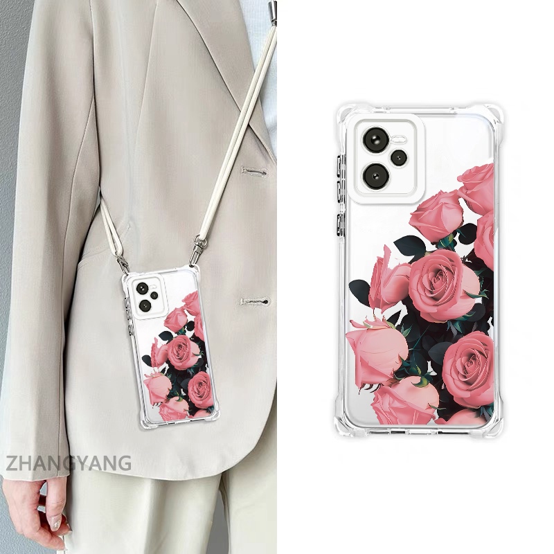 Case For Realme C35 Silicone glossy TPU phone case with aesthetic rose ...