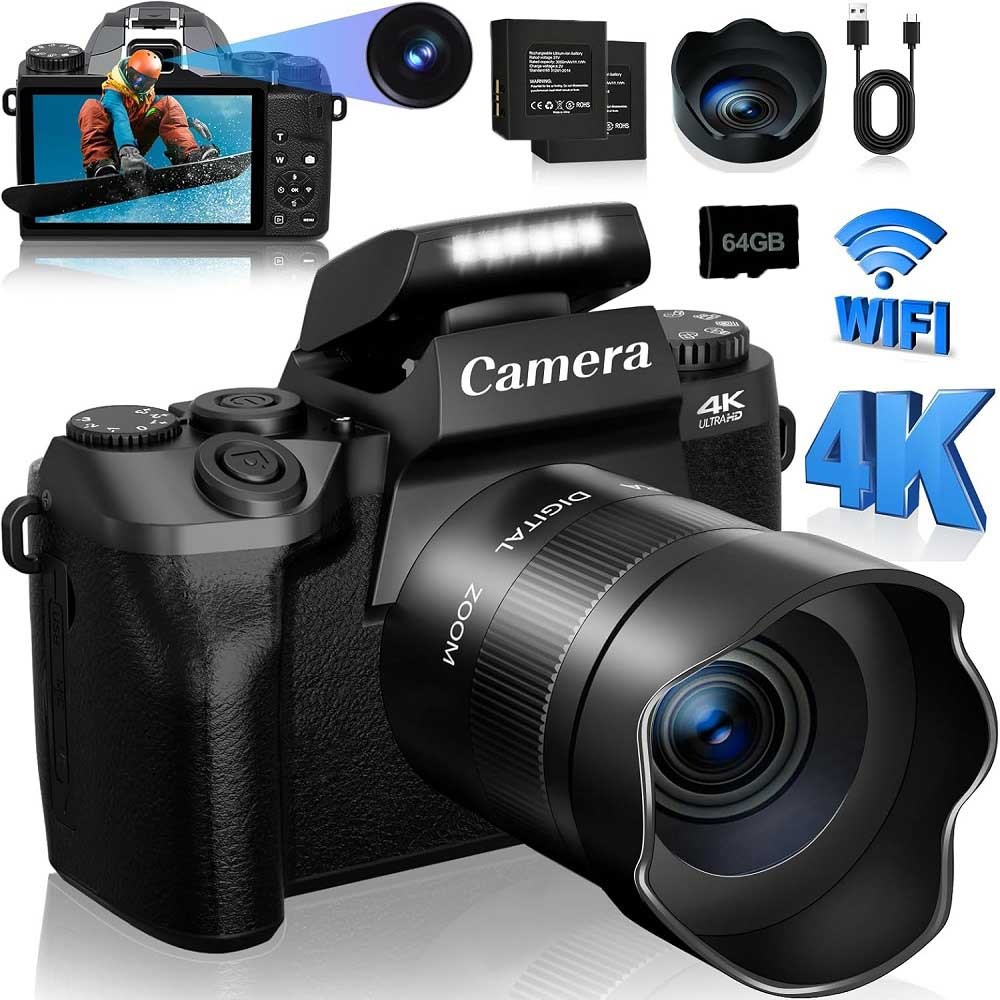 VETEK6 Digital Camera 4K for Photography, 4K Vlogging Camera 64MP ...