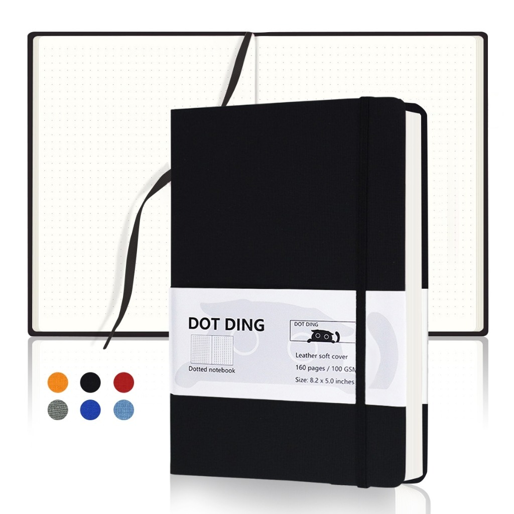 100GSM Bullet Dotted Notebook A5 Cloth Hardcover Journal Planner 160 ...