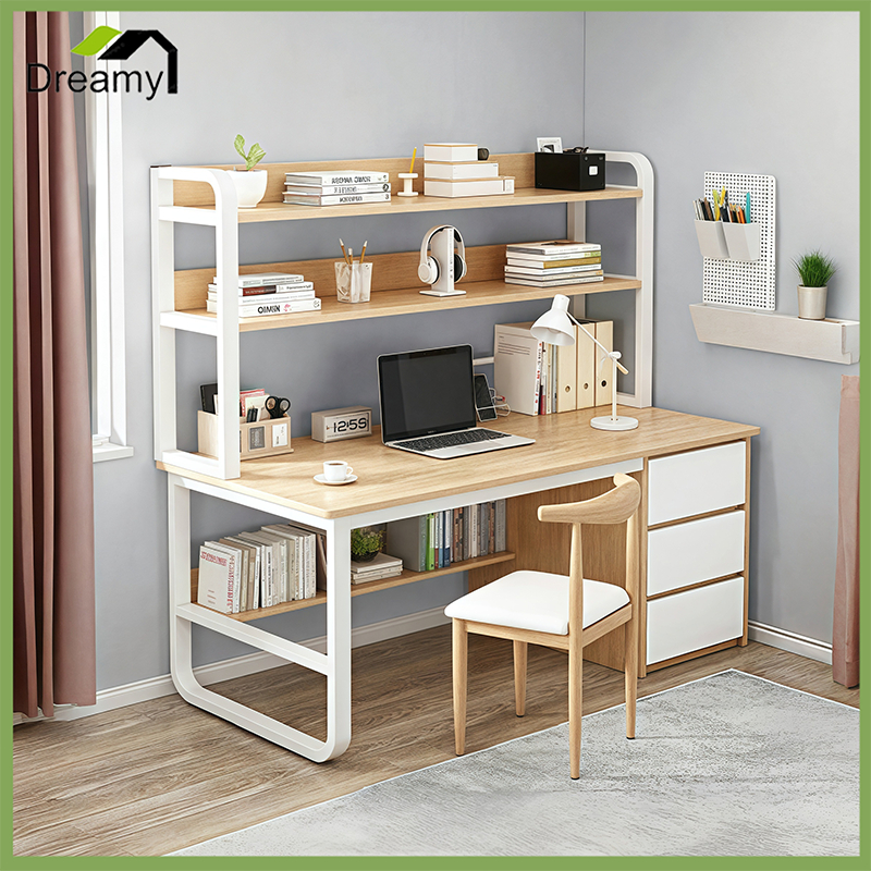 Computer Table Modern Simple Wood Iron Home Office Living Room Bedroom ...