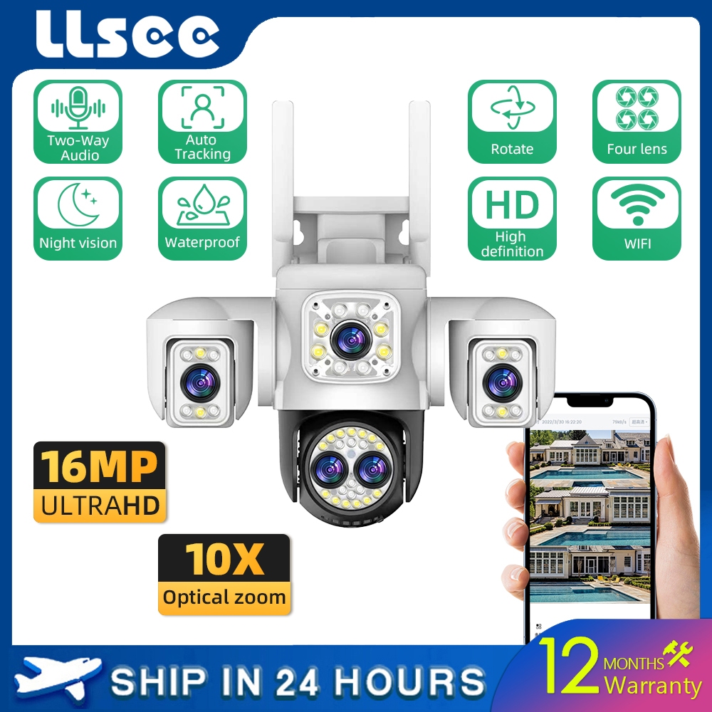 LLSEE yoosee 16MP 8K four lens three screen 10x optical zoom waterproof wireless outdoor WIFI ...