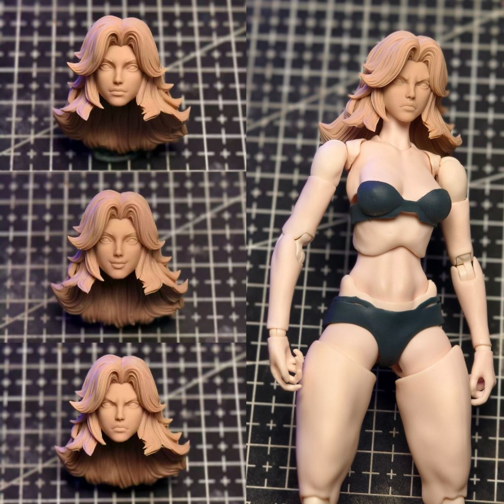Unpainted 1/12 Scale Invisible Woman Susan Head Carved Model Fit For 6 inches SHF MEZCO Romankey ...