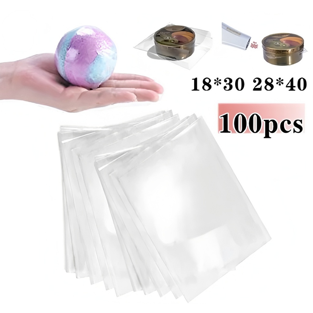 100pc POF Heat Shrink Film Bag Blower Heat Seal Flat Mouth Transparent ...