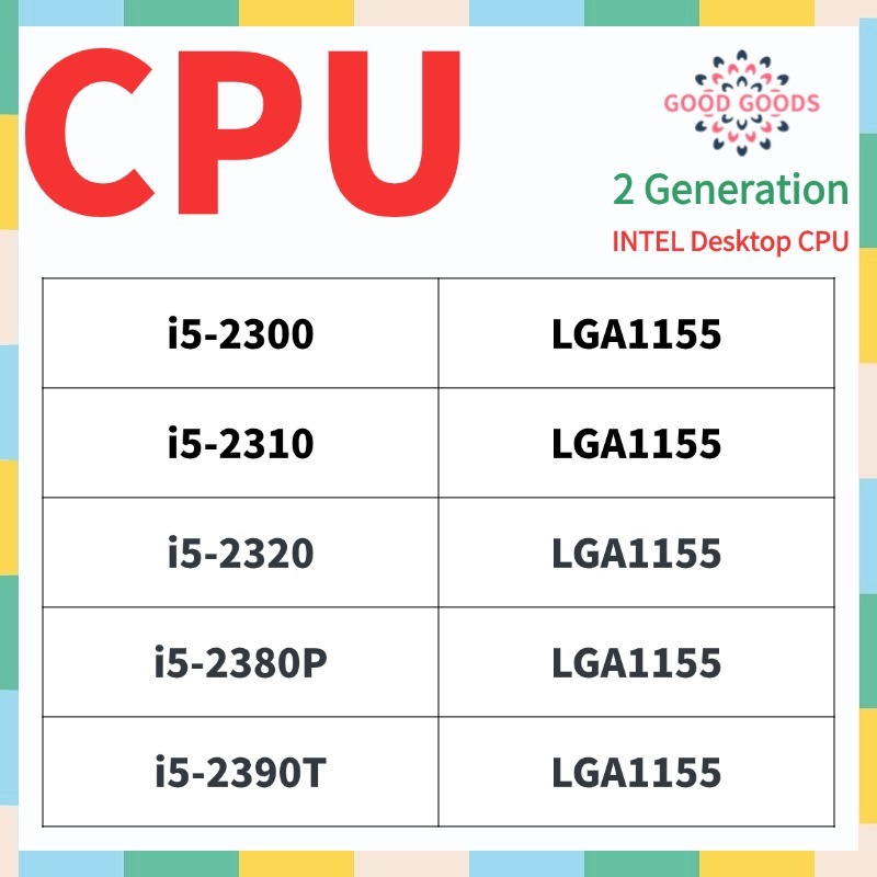 i5-2300 i5-2310 i5-2320 i5-2380P i5-2390T 2th generation INTEL Core Desktop CPU LGA1155 | Shopee ...