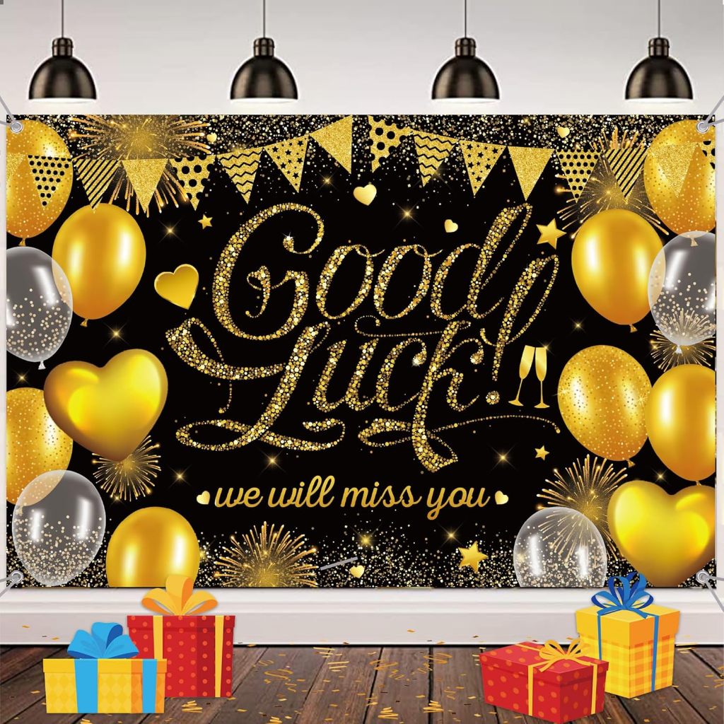 5x3ft Good Luck Banner Backdrop Decoration - Black and Gold We Will ...