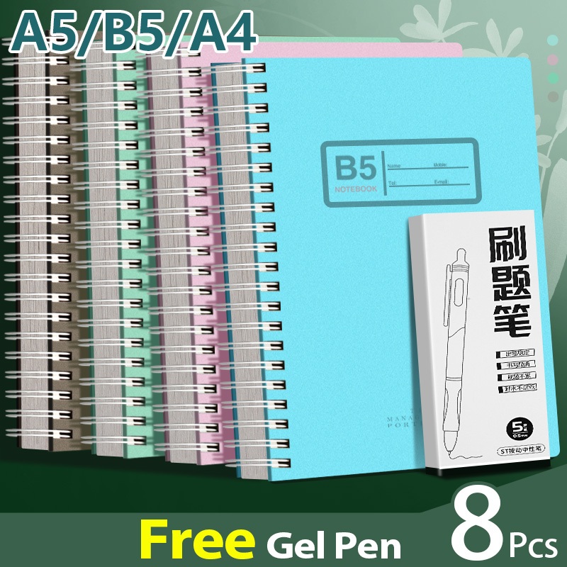 4PCS/Set 360Sheets A5/B5 Size Spiral Notebooks Korean Style Office High ...