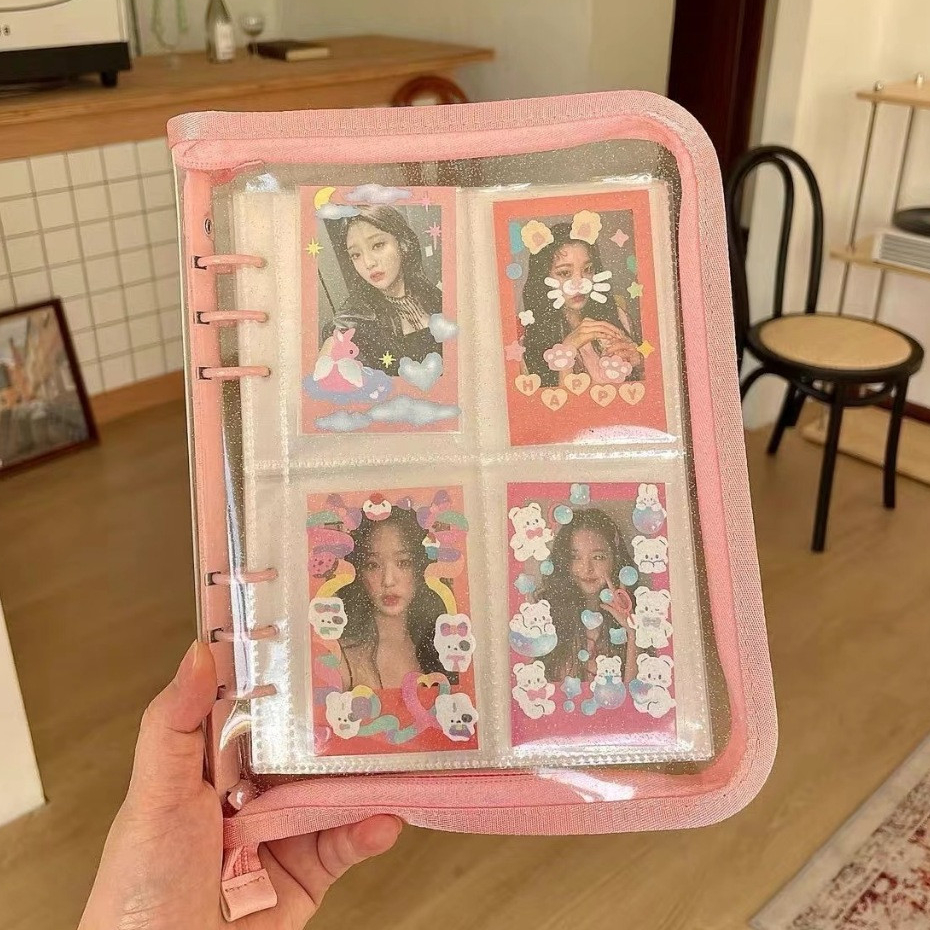 Glitter Zipper Card Book pvc A5 Soft Shell Loose-leaf Notebook Handbook ...