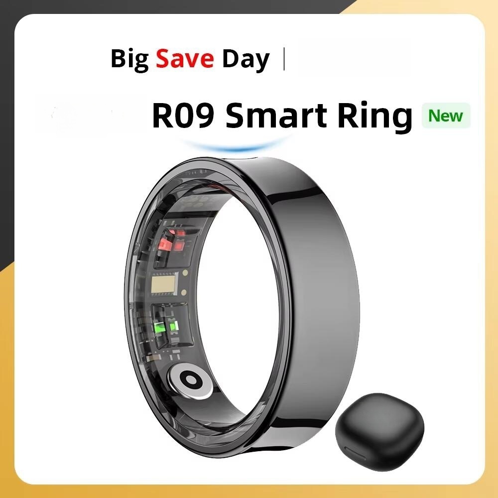 2024 R09 Smart Ring Men Women with Charging Case, Body Temperature Health and Sleep Monitor ...