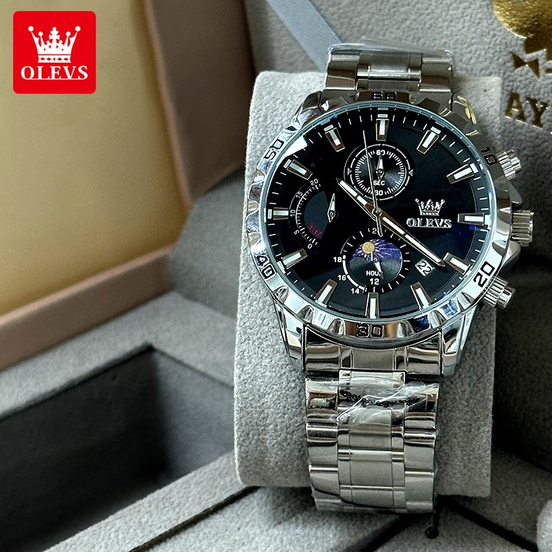 OLEVS Watch For Men Waterproof Original Seiko Stainless Steel Strap ...