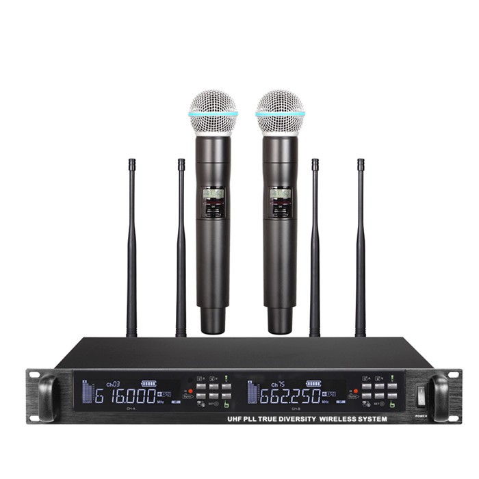 True Diversity professional quality P300 performance 2 channel uhf microphone system dual ...