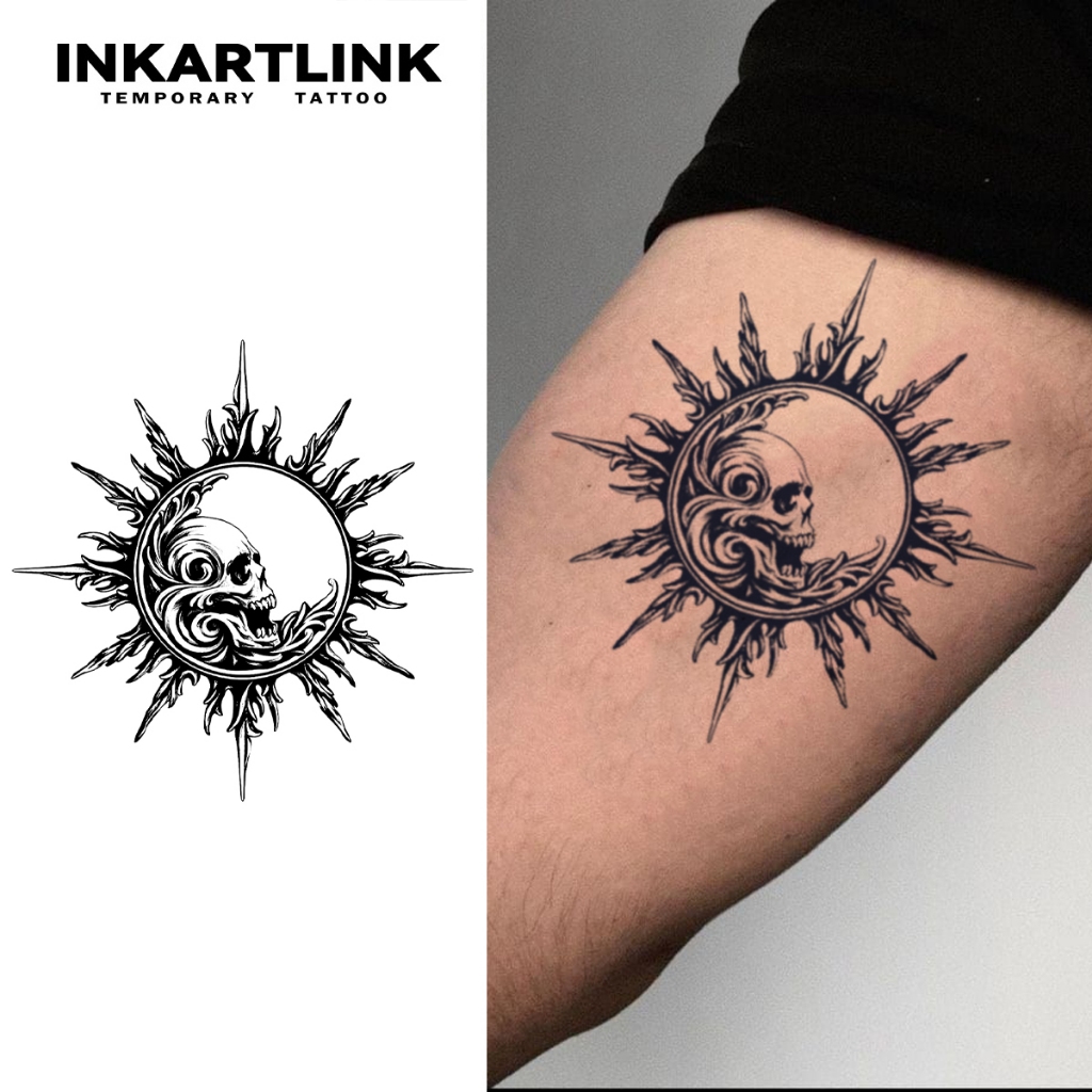Inkartlink Skeleton Sun temporary tattoo stickers, waterproof long ...