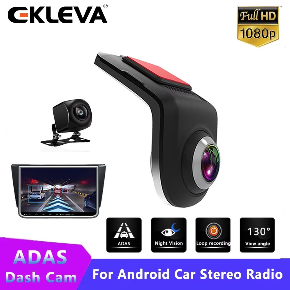 EKLEVA 2 Way HD Dash Mini Cam Car USB ADAS DVR Special for Android Multimedia Player AHD Camera ...
