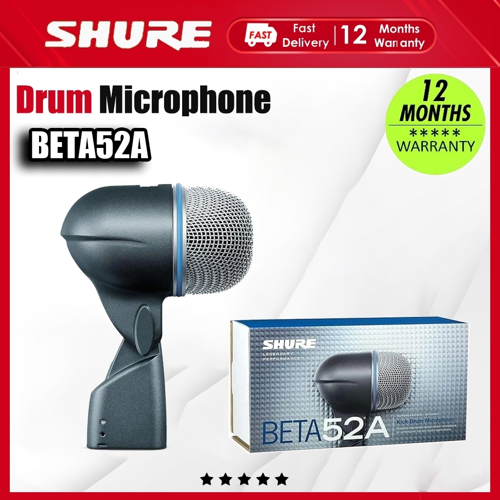 Shure BETA52A Kick Drum Microphone Dynamic Microphone BETA52A Drum Microphone Instrument Kick ...