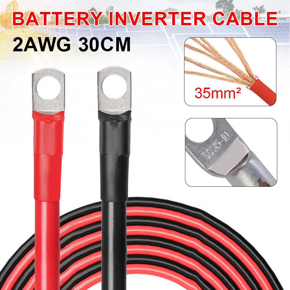 30CM Car Battery Inverter Cable 2 AWG Stranded Copper Wire Connector ...
