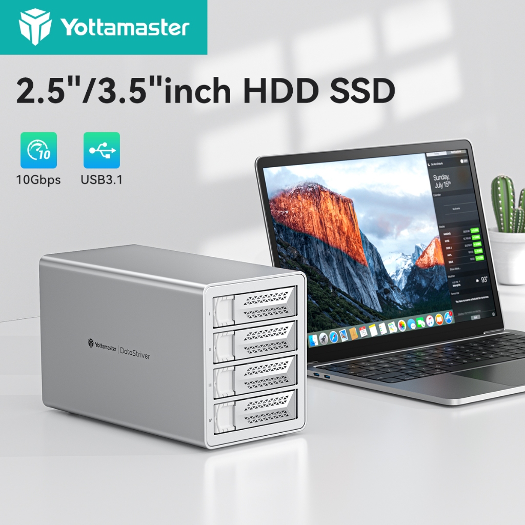 Yottamaster VN400RU3 4 Bay RAID Hard Drive Enclosure, Aluminum USB3.0 ...
