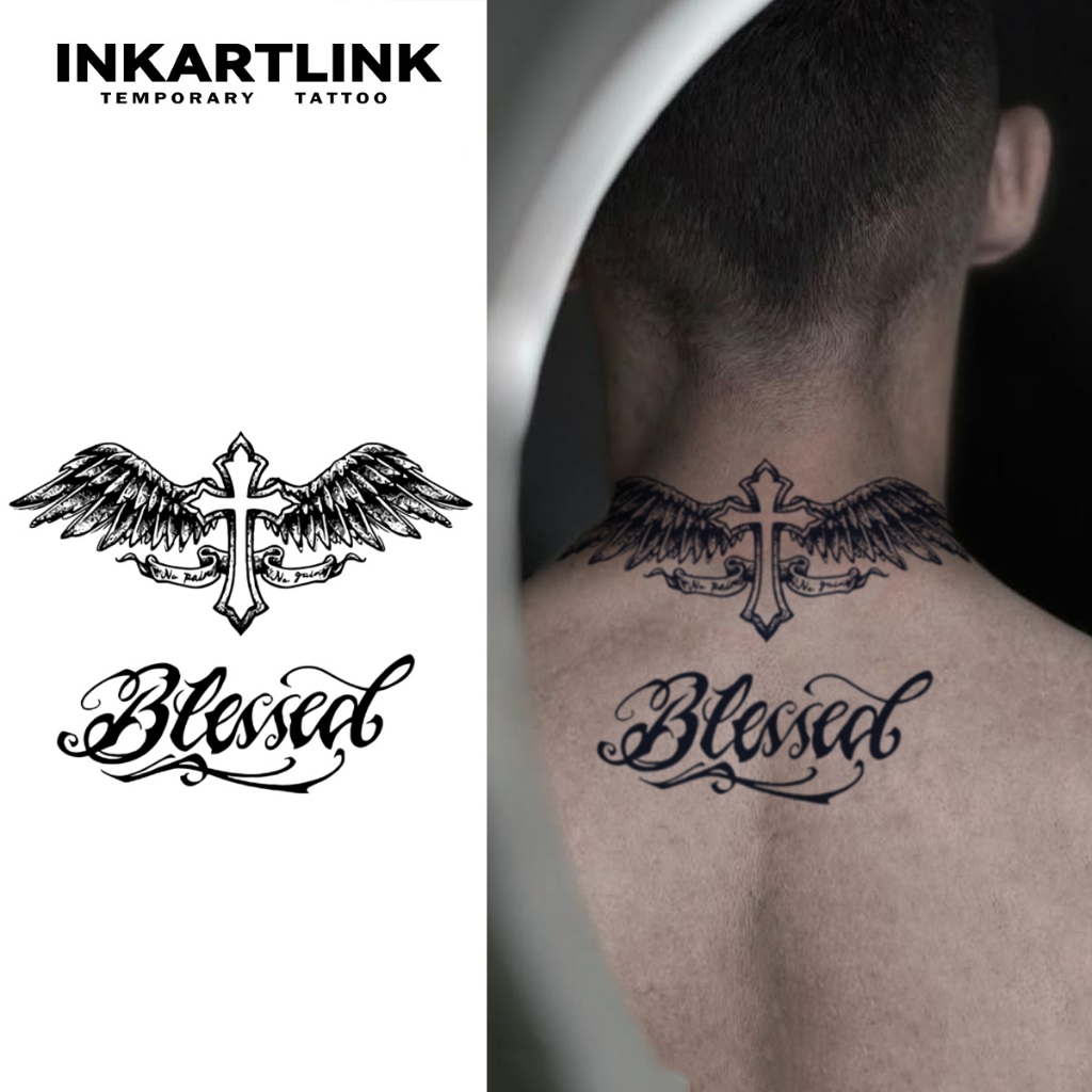 Cross temporary tattoo stickers, waterproof long-lasting magic tattoo ...