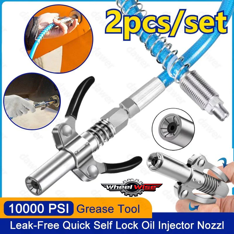Quick Release Grease Gun Coupler Two Press Double Handle Grease Quick ...