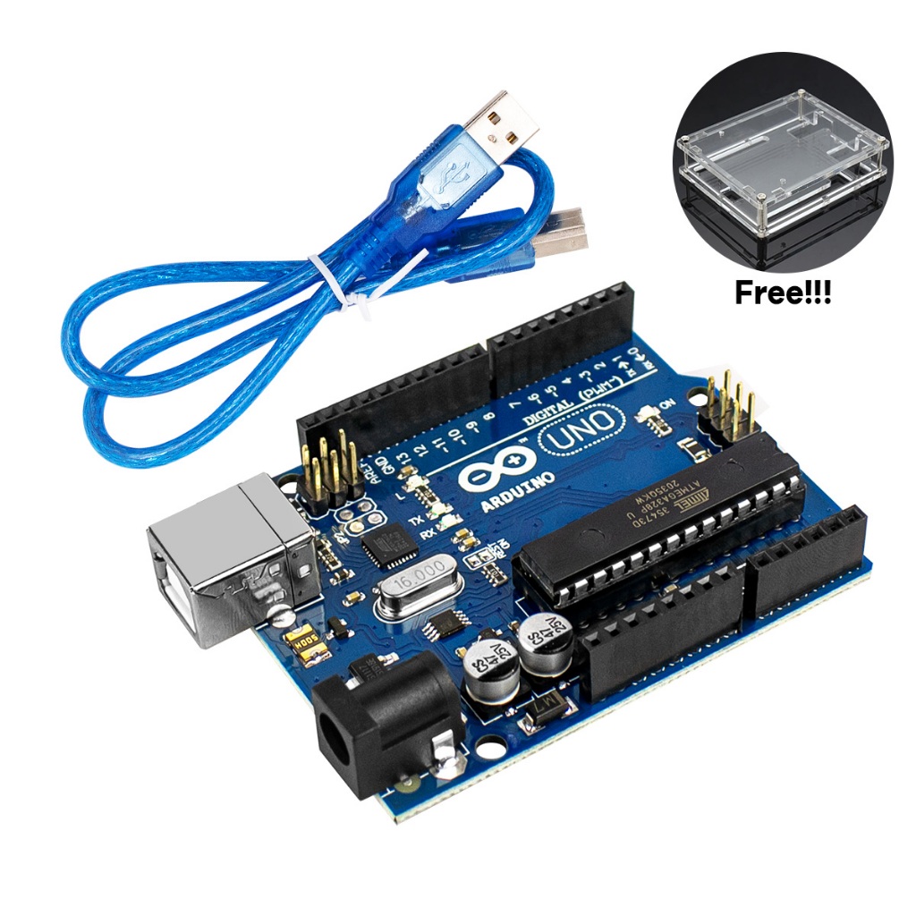LAFVIN UNO R3 Board Controller ATMEGA328P/CH340G With USB Cable & Case Compatible with Arduino ...
