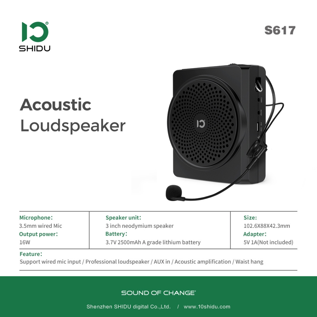 SHIDU Mini Portable Voice Amplifier Megaphone Lapel Microphone with ...