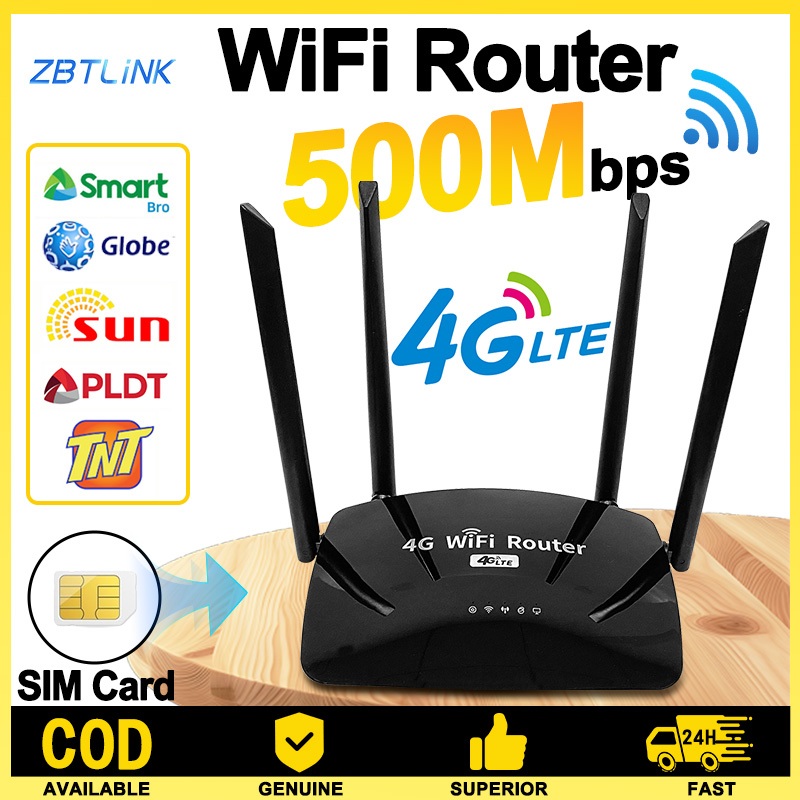 Zbtlink 500 Mbps WiFi Router 2.4G/4G with SIM Card Slot Wall ...