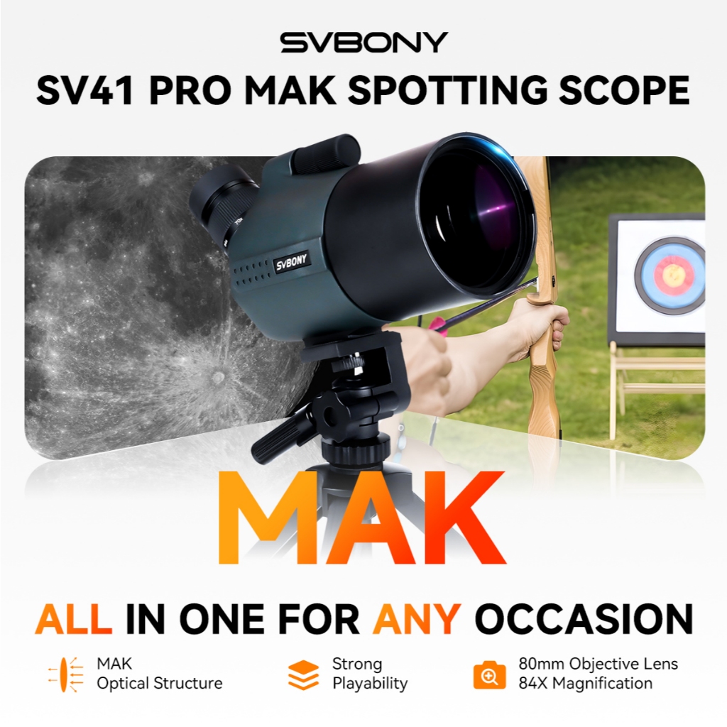 SVBONY SV41 Pro 28-84x80 Portable MAK Spotting Scope With Detachable ...
