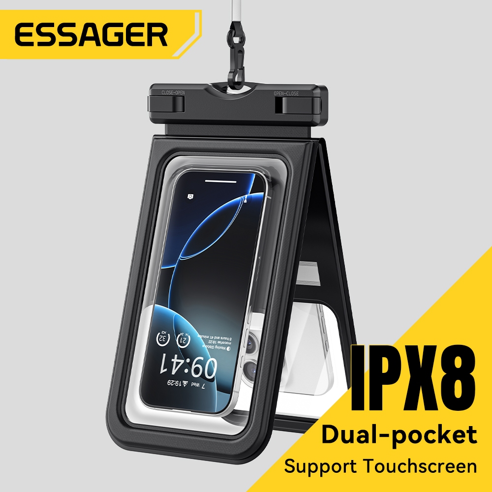 Essager IPX8 Dual-pocket Waterproof Phone Bag Swim Pouch Bag Touch ...