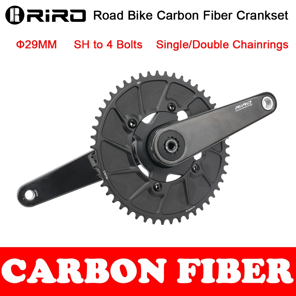 RIRO Carbon Fiber Crankset 165/170/172.5mm Road Bike Crank Single ...