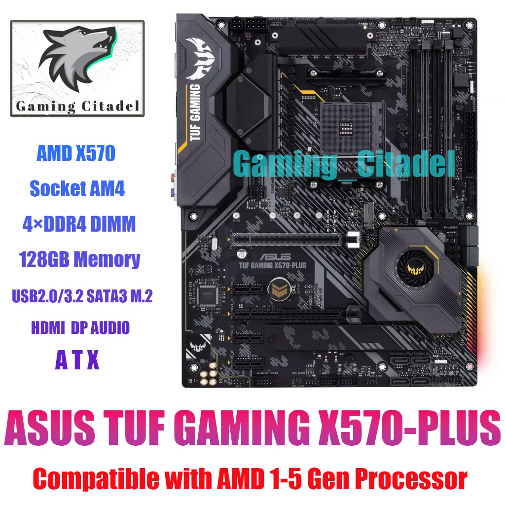 Used ASUS TUF GAMING X570-PLUS DDR4 ATX Motherboard Compatible with AMD ...
