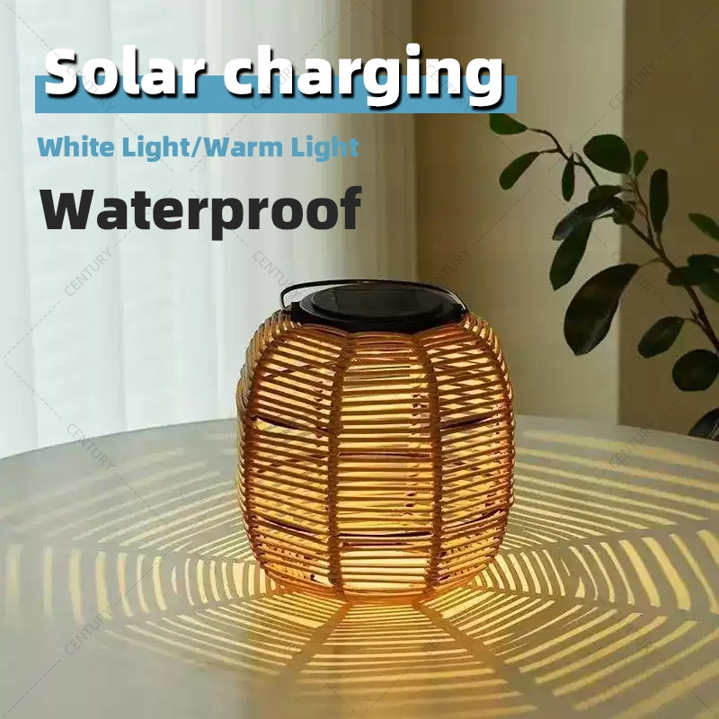 Portable Solar Light Rechargeable Rattan Lamp Hanging Lantern Lights ...