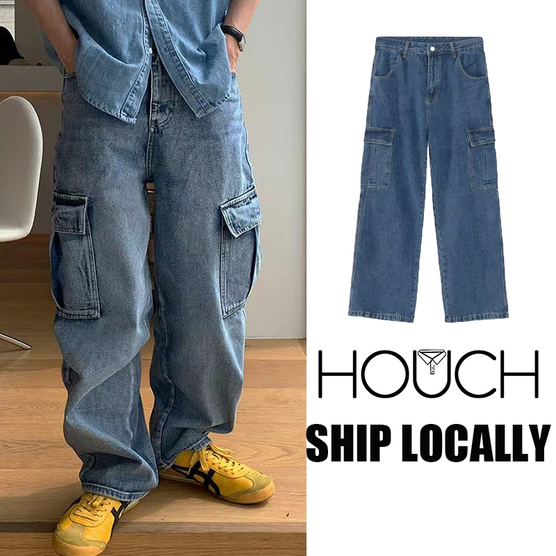 Houch Ready Stock Cod Jeans for men cargo pants for men baggy straight ...