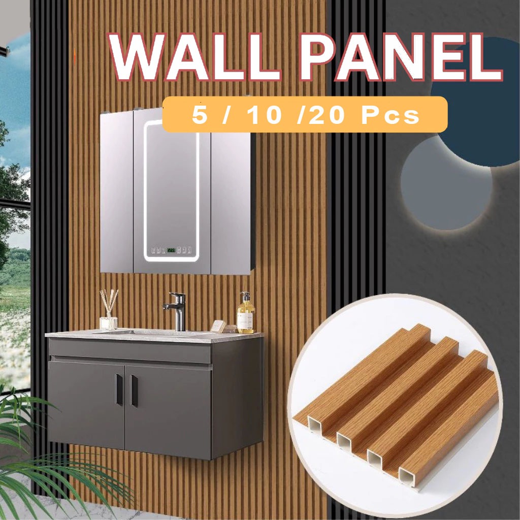WPC Wood Panel Fluted Wall Panel Sticker Waterproof Grille Design ...