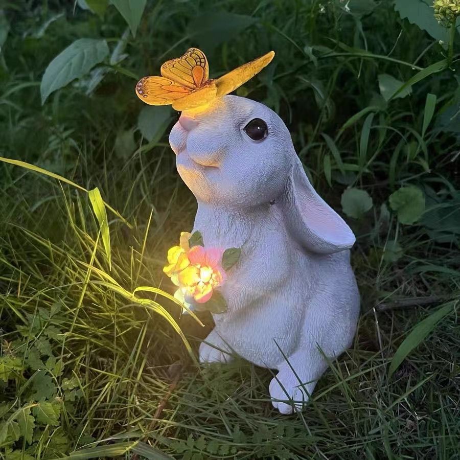 Easter Bunny Decoration Solar-Powered Easter Bunny Garden Decor with ...