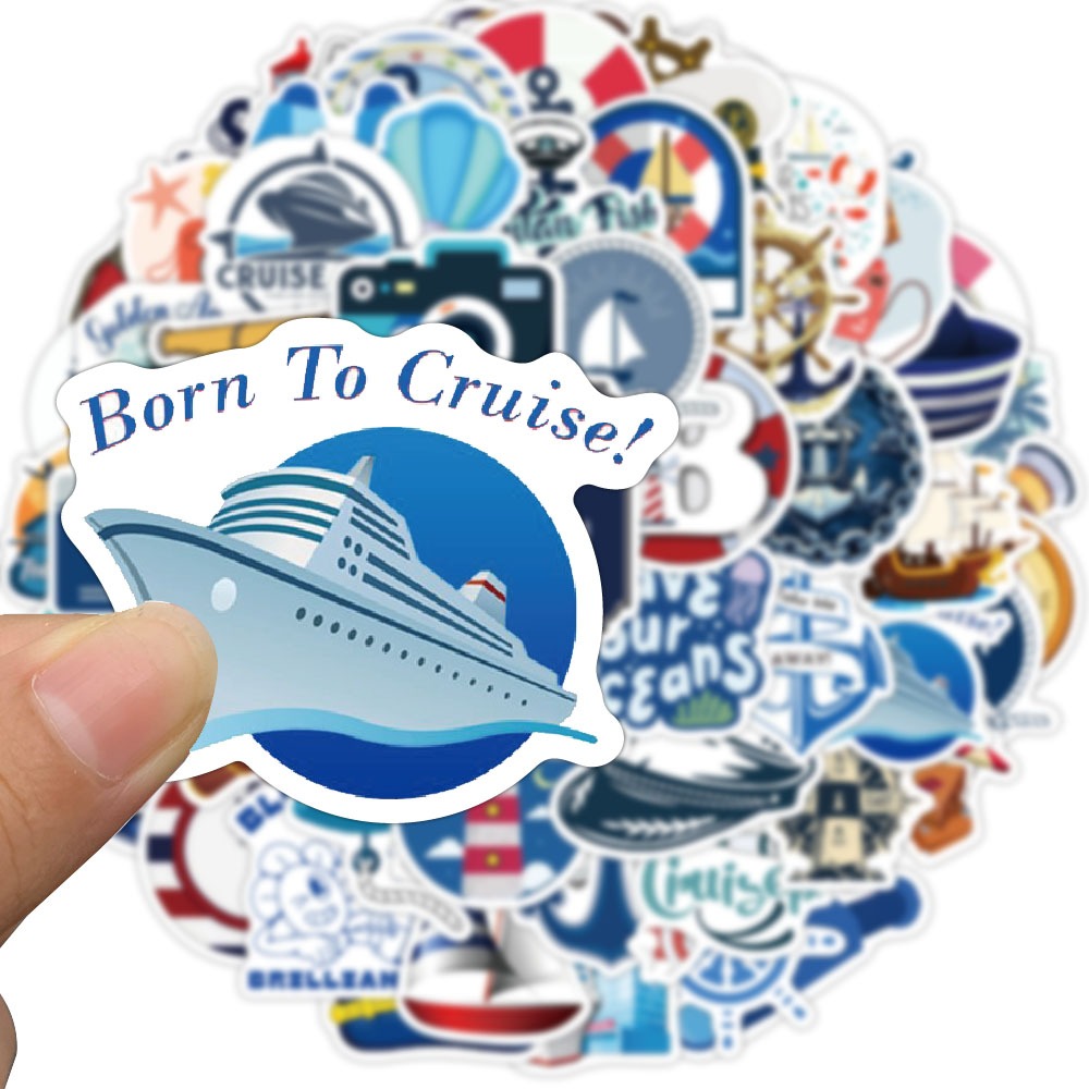 [Large Sticker]62pcs Ins Wind Blue Ocean Nautical Stickers Aesthetic ...