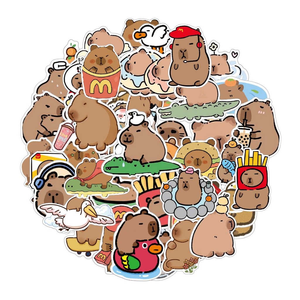 50Pcs Cartoon Capybara Sticker Suitcase Notebook Cup Sticker Wallpaper ...