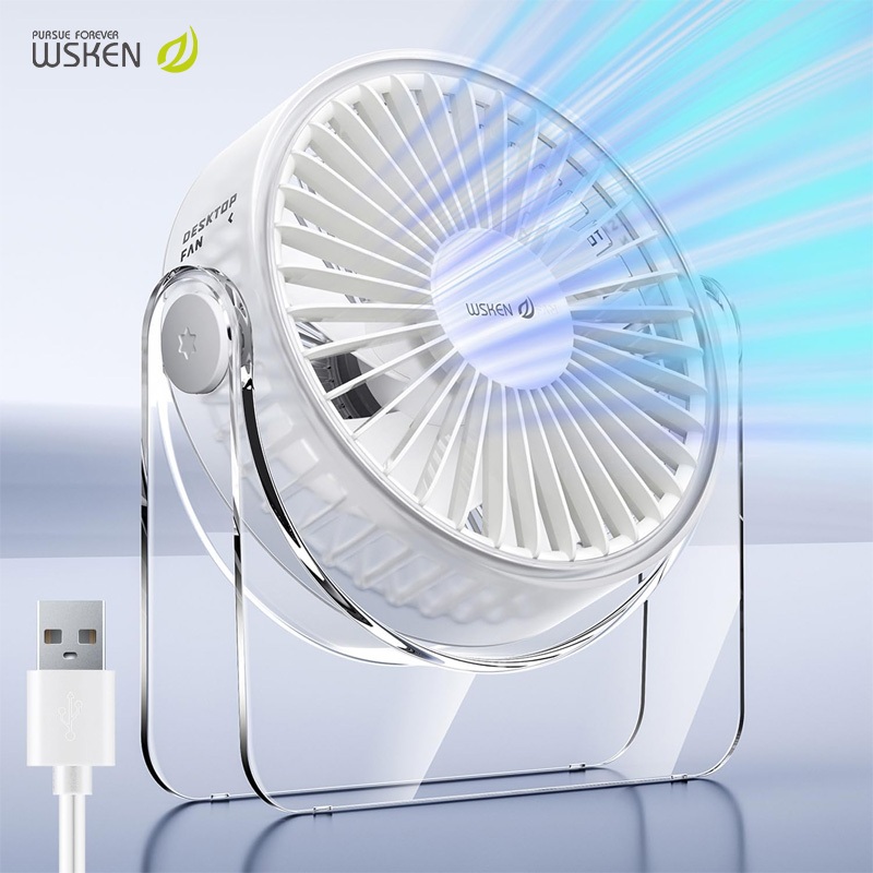 WSKEN USB Fan 3 speeds Rechargeable Desk Fan Cooling Electric Fan ...