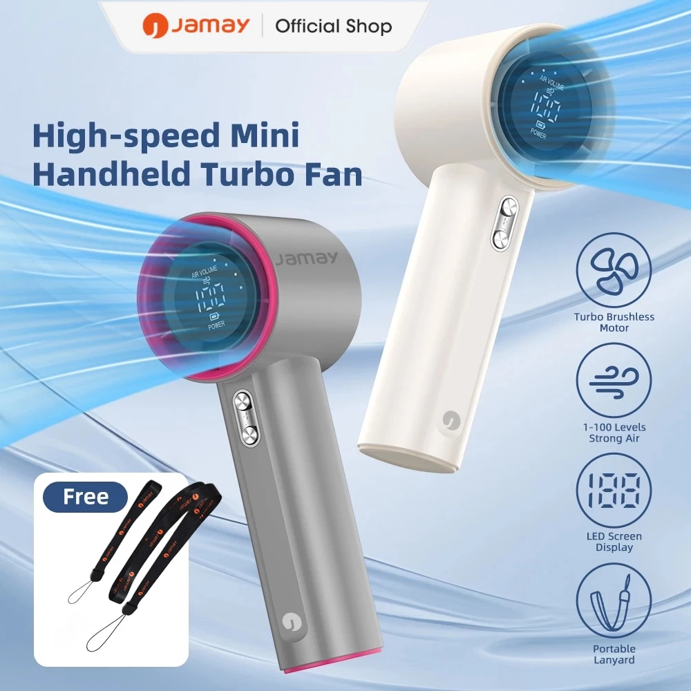 【Free Gift】Jamay Mini Fan 6000 mAh Turbo Mini Fan Rechargeable Handheld ...