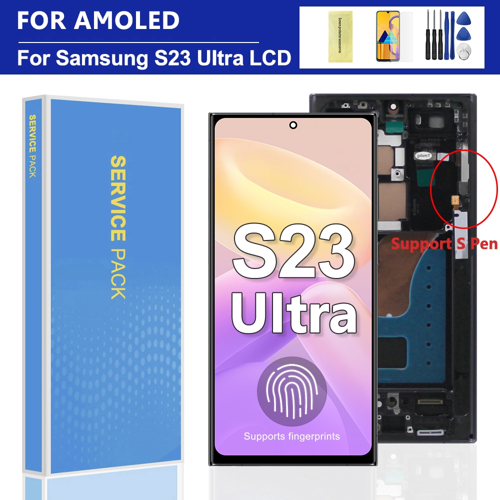 AMOLED Samsung Galaxy S23 Ultra 5G LCD Display Touch Screen With Frame ...