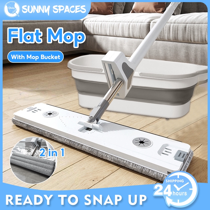 SUNNY 45CM Mop Map Floor Cleaning Mop with Squeezer and Bucket Self ...
