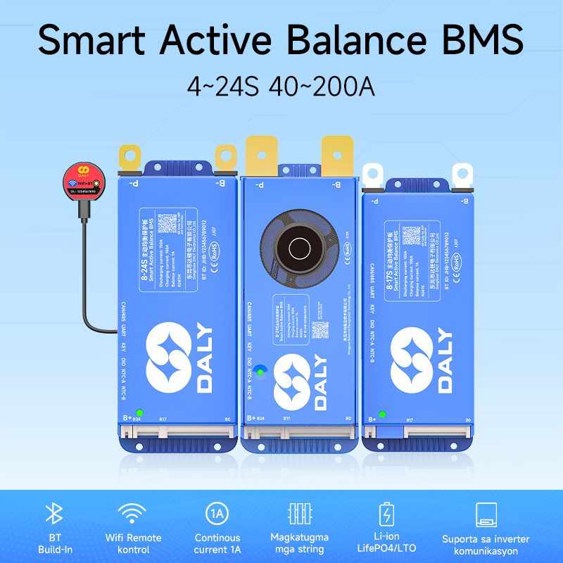 DALY NEW Smart BMS Local shipping 4-24s 40-200a 12v 24v 48v 36v 60v 72v Lifepo4 BMS with 1A ...
