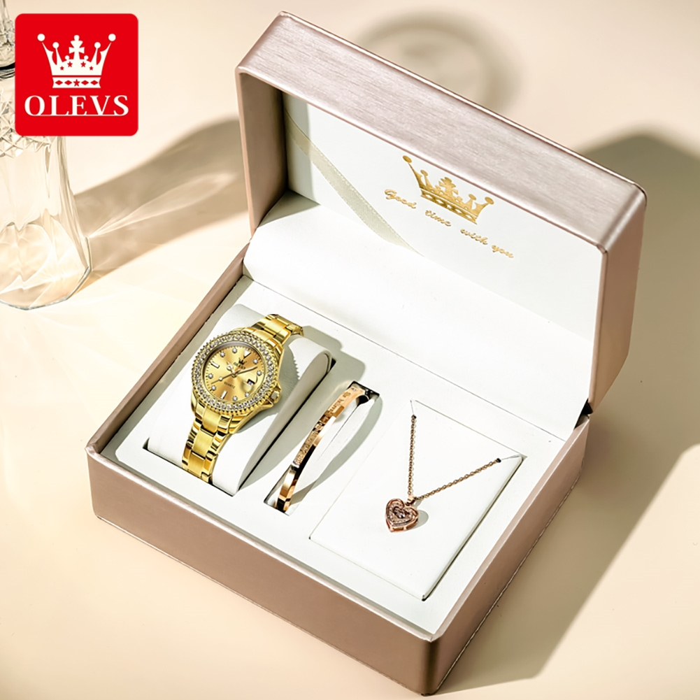 OLEVS Watch Set For Women Girlfriend Original Waterproof With Box ...
