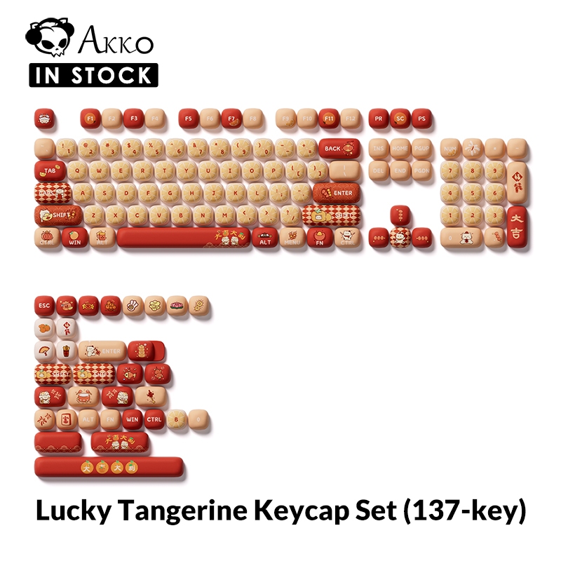 Akko Lucky Tangerine Keycap Set (137-key), new design MOG profile, PBT ...