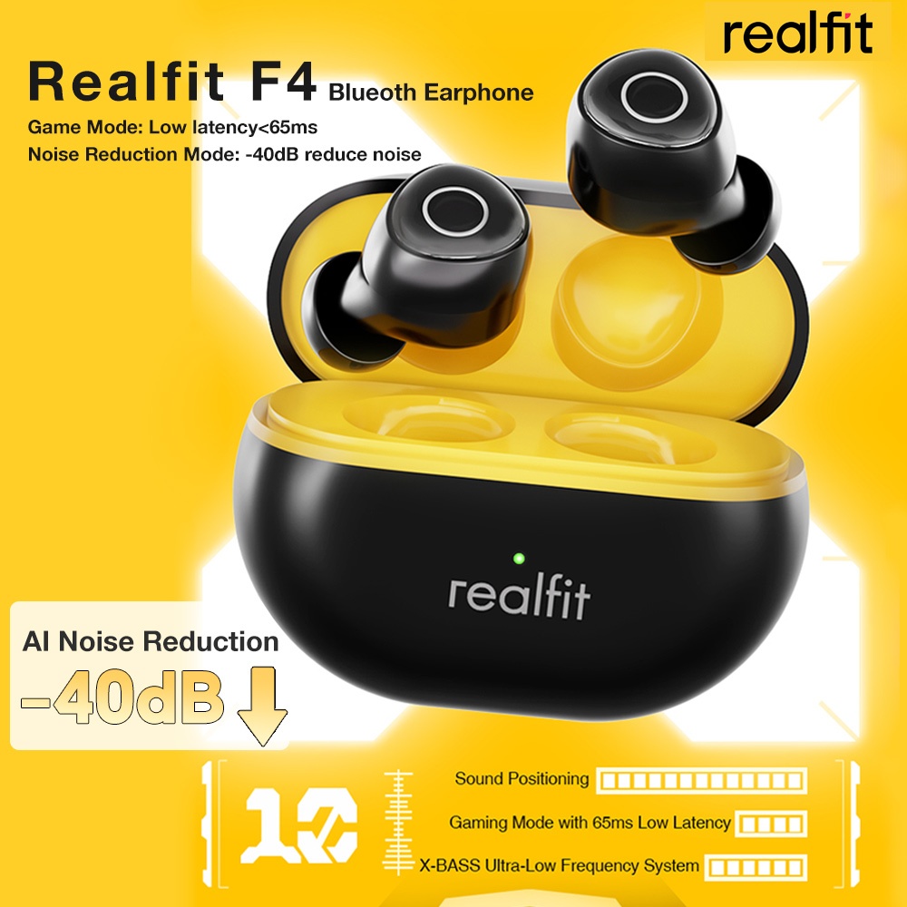 Realfit F4 AI Active Noise Cancelling Bluetooth Earbuds with Mic ...