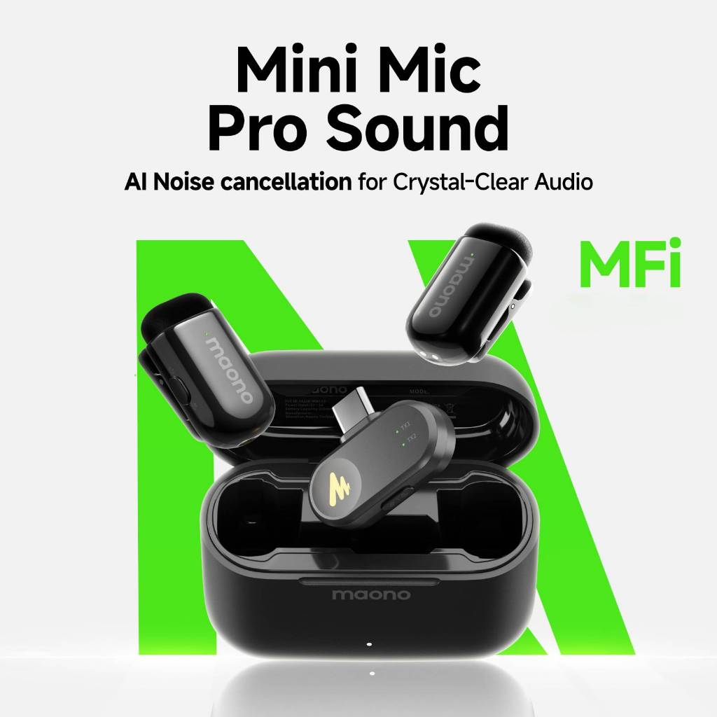 Maono T1mini-PC2 Wireless Lavalier Microphone Noise Cancelling ...