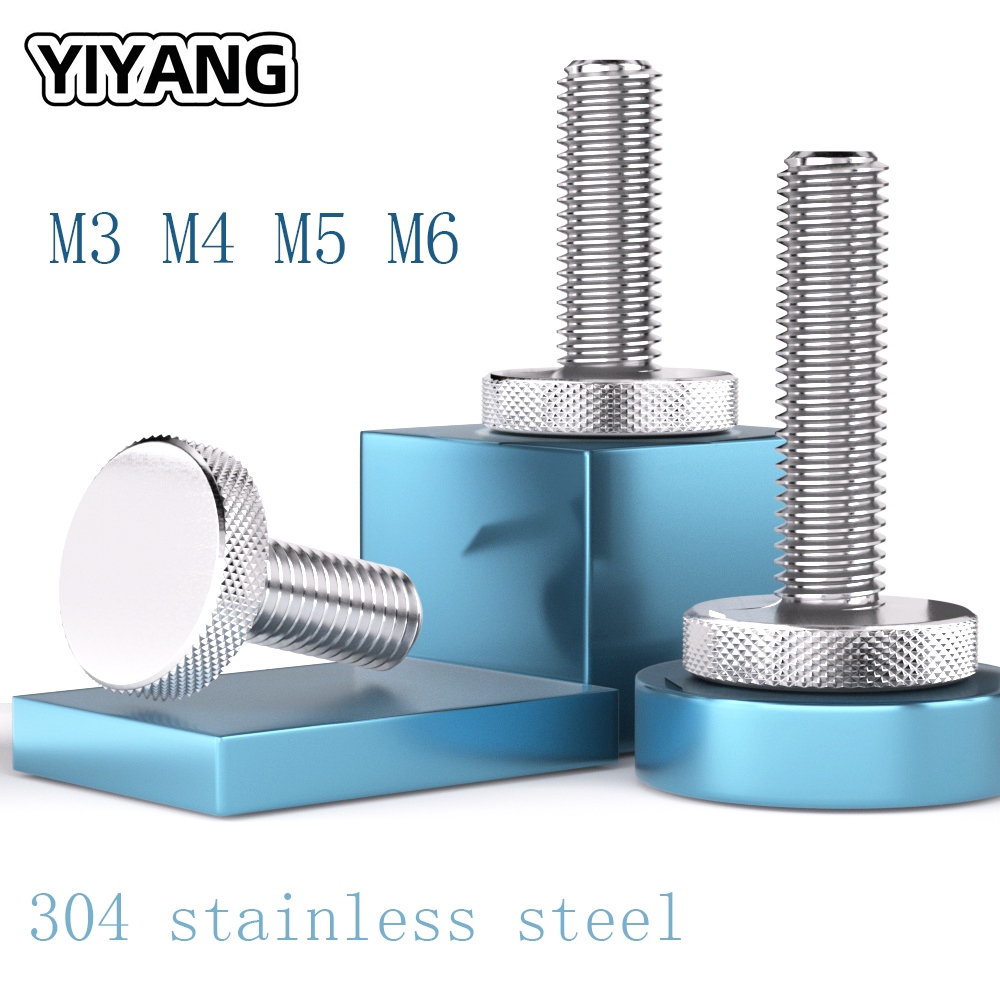 M3 M4 M5 M6 GB835 Knurl Flat Nut Head Hand Tighten Thumb Screw Curtain Wall Glass Thumb Bolts ...