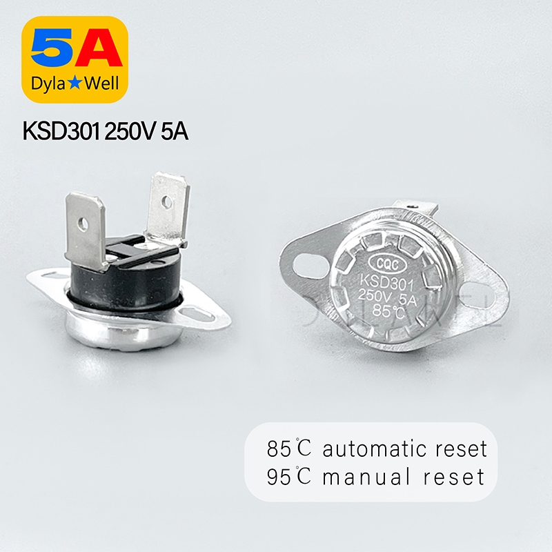 KSD301 250V 5A Bimetal thermostat KSD301-R Temperature Switch Thermal Control Manual Reset ...