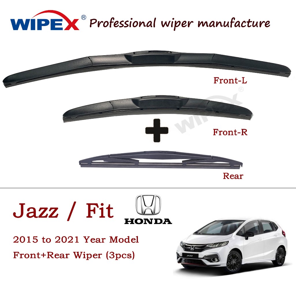 Honda Jazz Wiper Blade Set (Front/Rear) for 2015 to 2021 year Fit Car ...